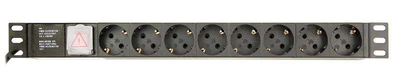 Gembird PDU 1U for rack 19 inch, 8 Schuko sockets, IEC input, max 10 A ...