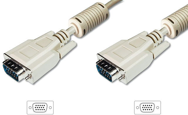Assmann Electronic Cablu monitor VGA 1.8m 15T-15T, ecranat, bej, ferit ...